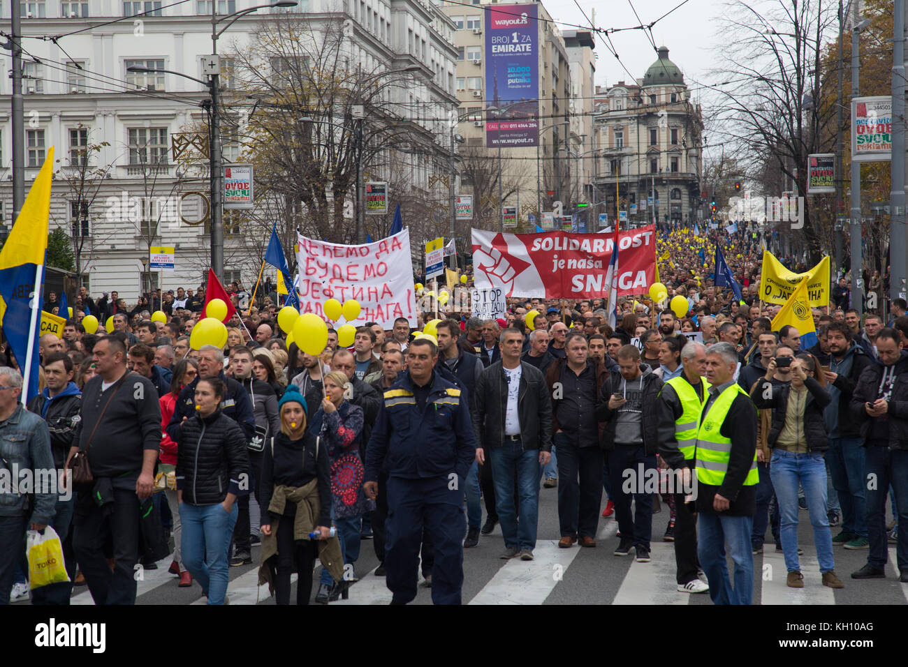 Mass protests of workers of Serbian Post in Belgrade Stock Photo - Alamy