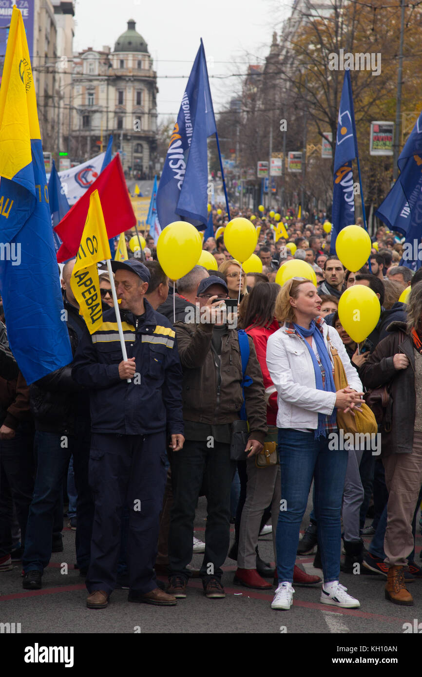 Mass protests of workers of Serbian Post in Belgrade Stock Photo - Alamy
