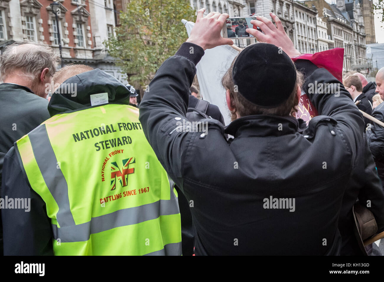 London, UK. 12th Nov, 2017. Members of the National Front (NF) far ...