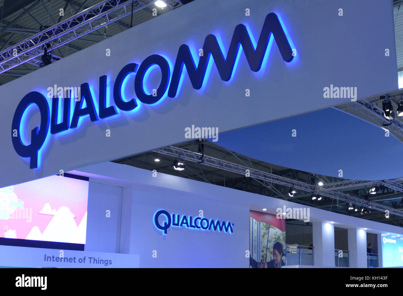 ARCHIVE - the logo of the chip manufacturing company Qualcomm at the ...