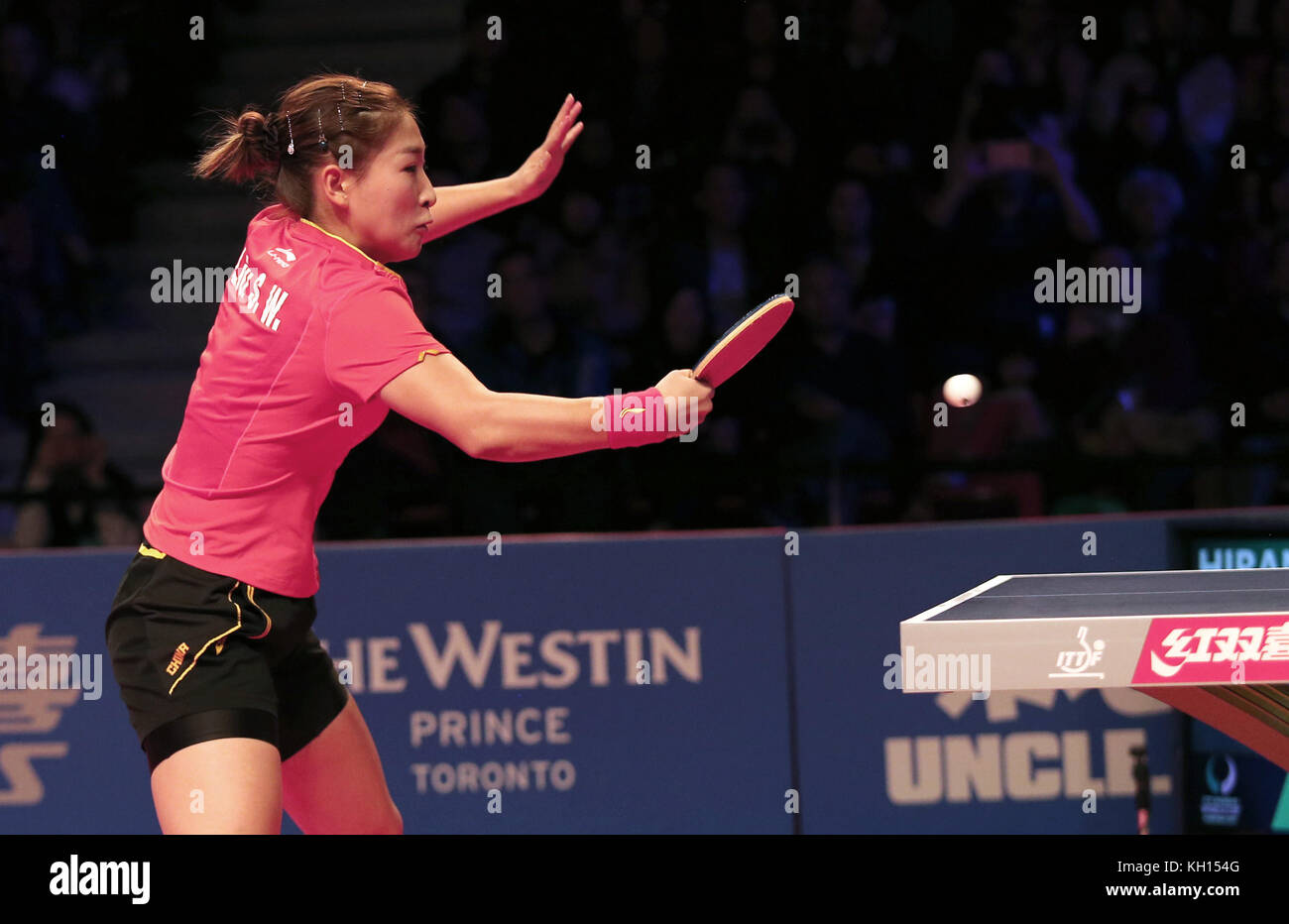 Liu Shiew of China competes in the semi finals at the ITTF Women's ...