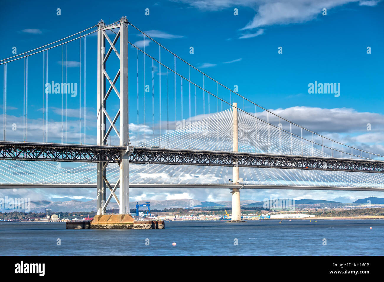 The queensferry crossing with the old bridges hi-res stock photography ...