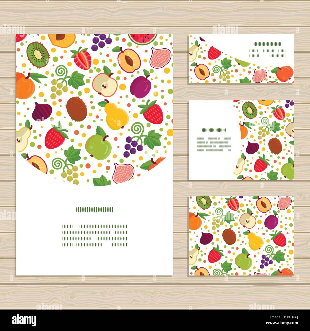 Set of cards on Fruits theme. Pattern clipped with Clipping Mask and is ...