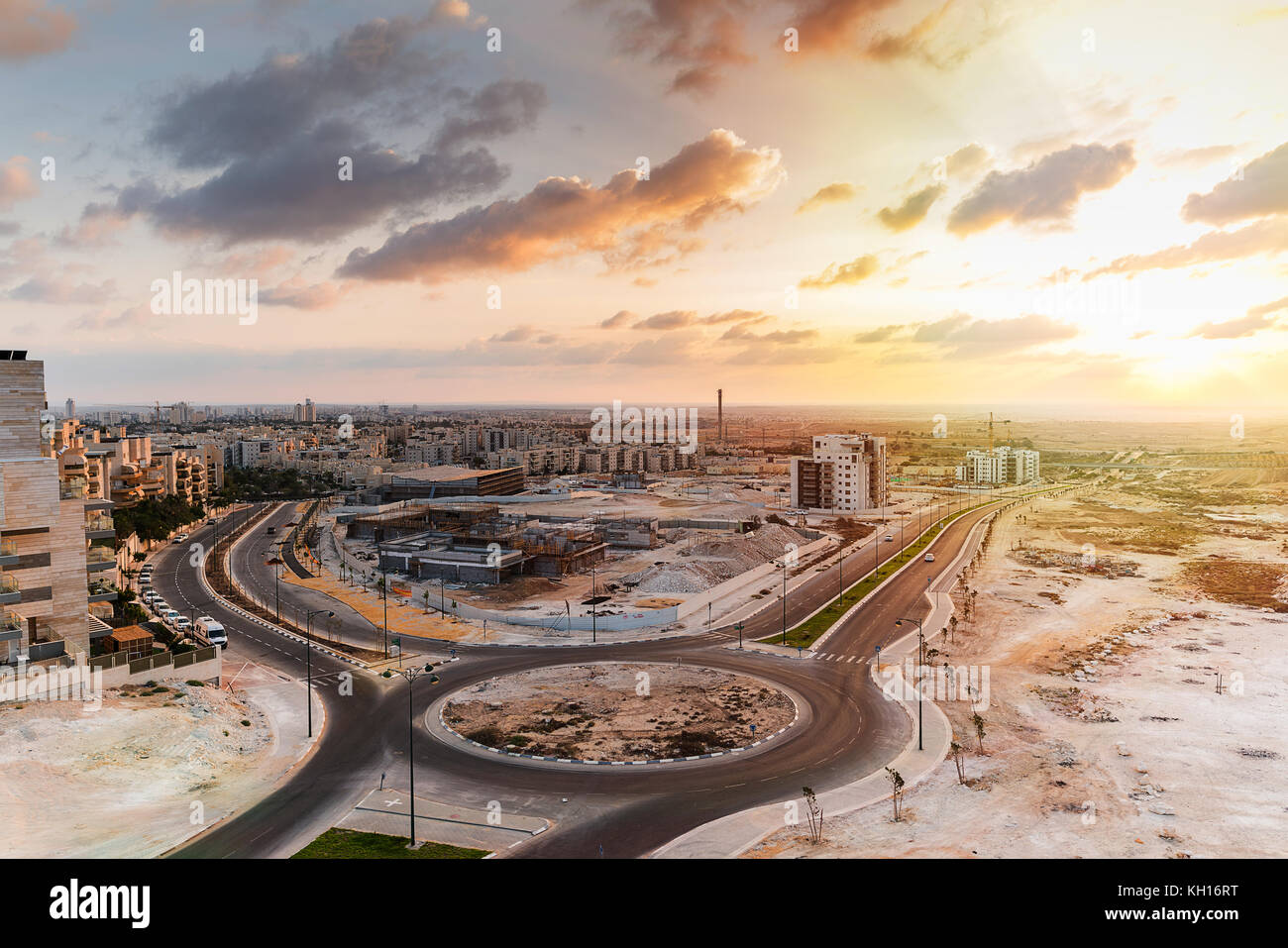 construction work in the desert, landscape at sunset Stock Photo - Alamy