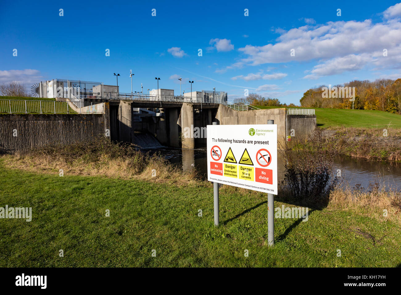 Leigh Flood defence barrier on the River Medway which cuts through ...