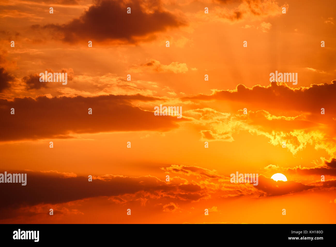 Cloudscape and dramatic orange sky, sunset shot Stock Photo - Alamy