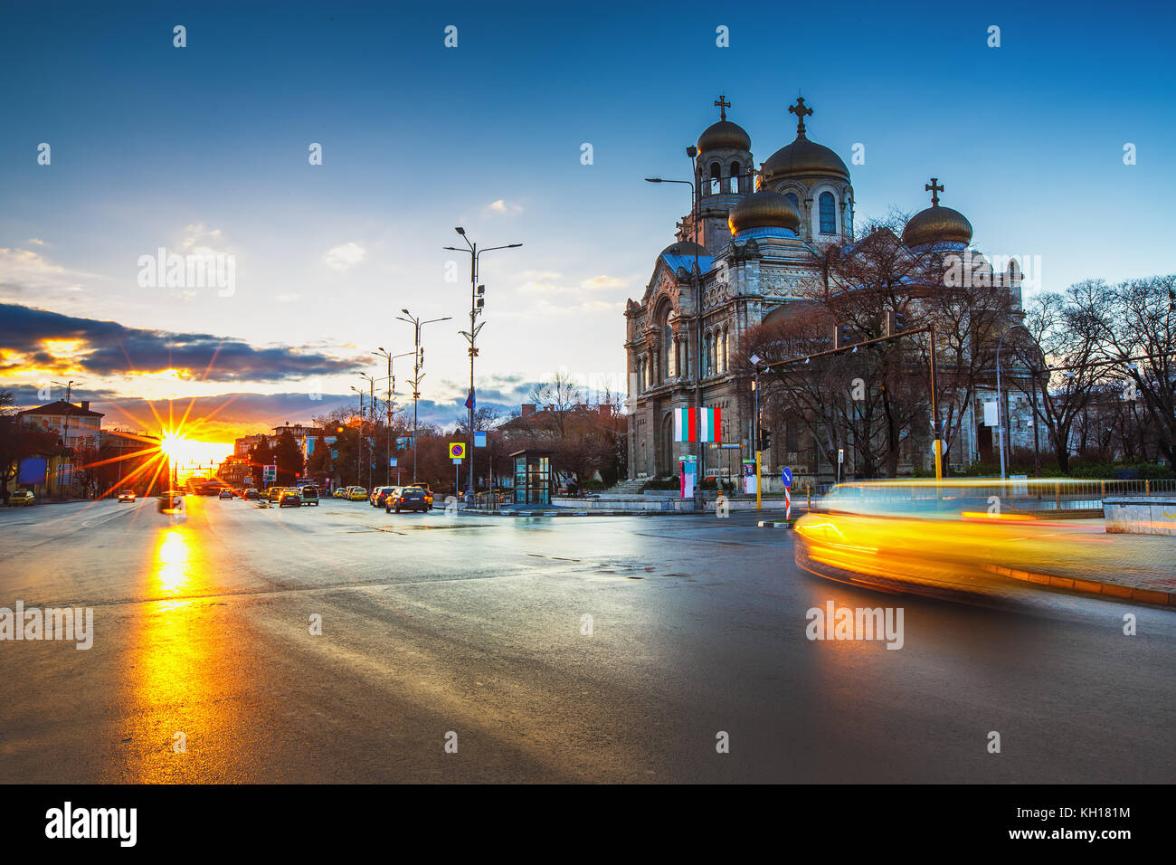The Cathedral of the Assumption in Varna. lluminated at night Stock ...