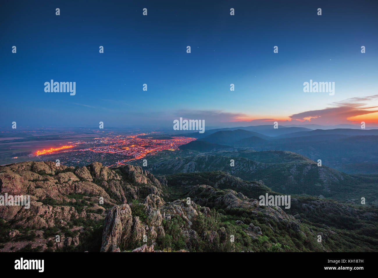 Aerial beautiful mountain town sunset hi-res stock photography and ...