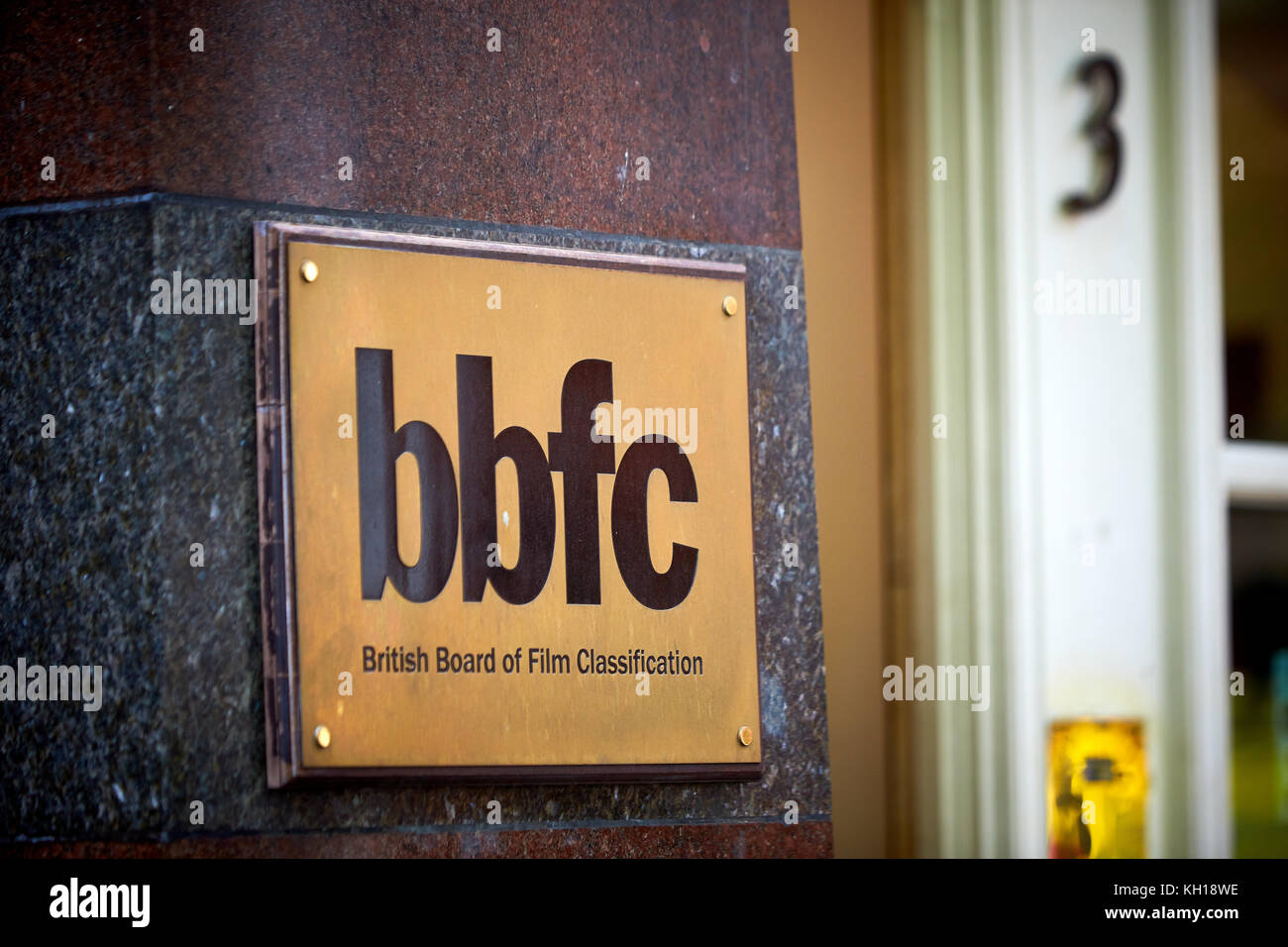 Sign outside the bbfc or British Board of Film Classification in Soho ...