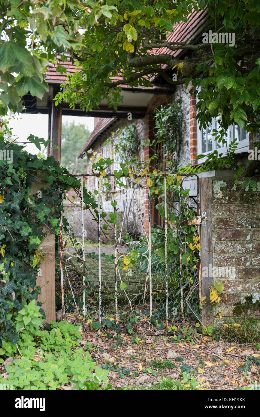 Old metal rusty garden gate. Sussex, England Stock Photo - Alamy
