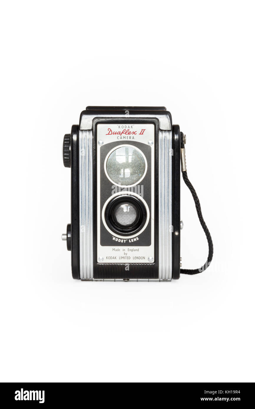 Kodak Duaflex II 620 roll film camera with Kodet lens, isolated against ...