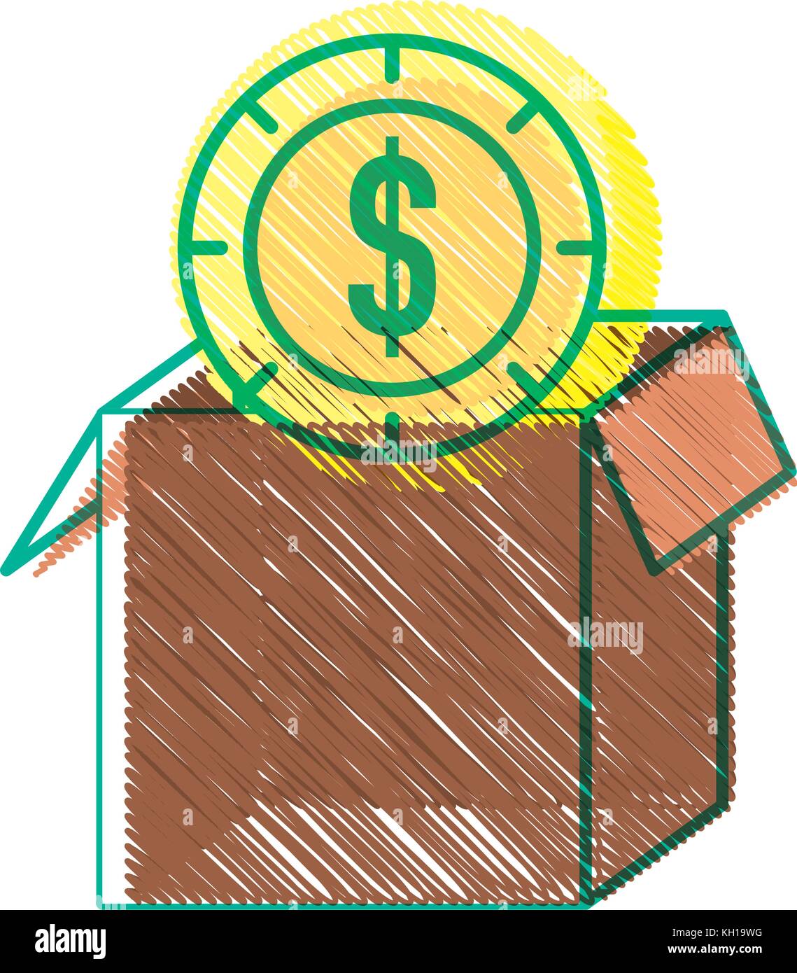 Coin inside box design Stock Vector Image & Art - Alamy