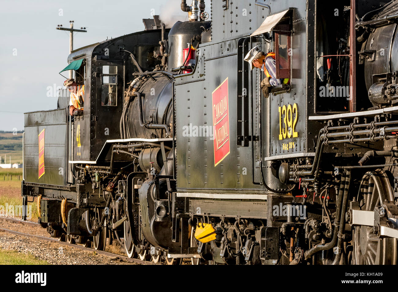 Alberta Prairie steam locomotive train departs Big Valley Alberta Stock ...