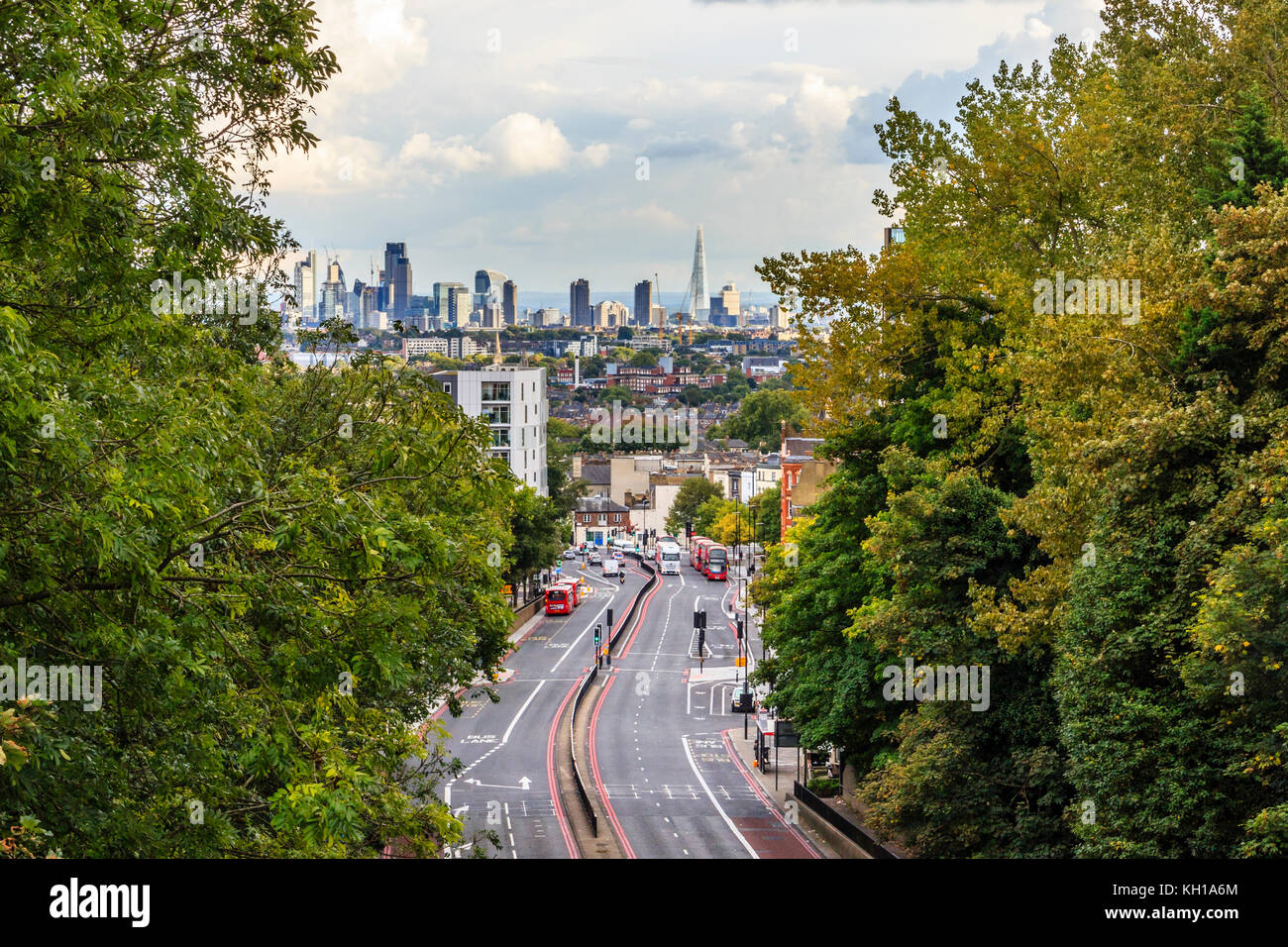 View of Archway and the City of London from Hornsey Lane Bridge, North ...
