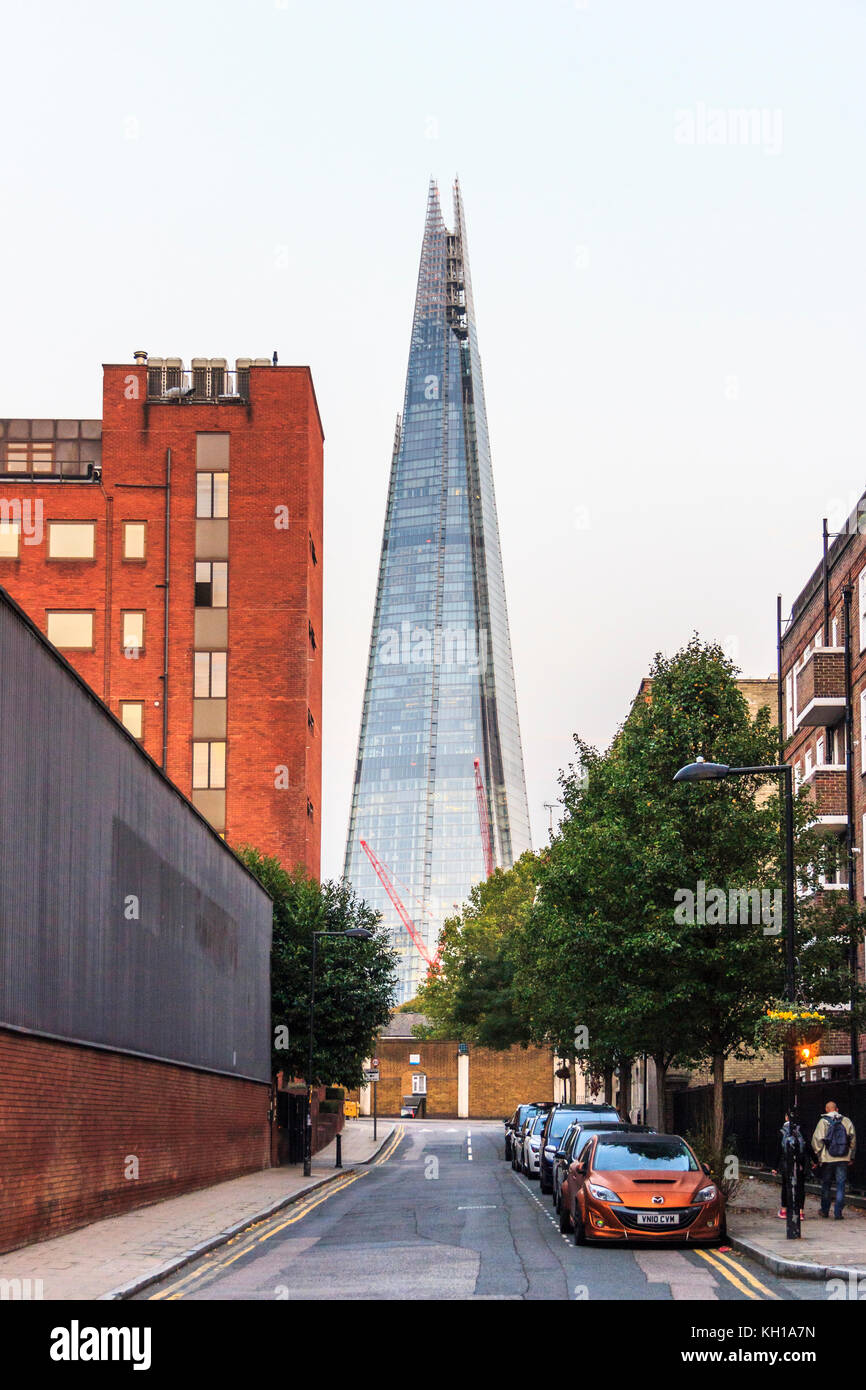 View of the Shard along Summer Street, London SE1, UK, on an autumn ...