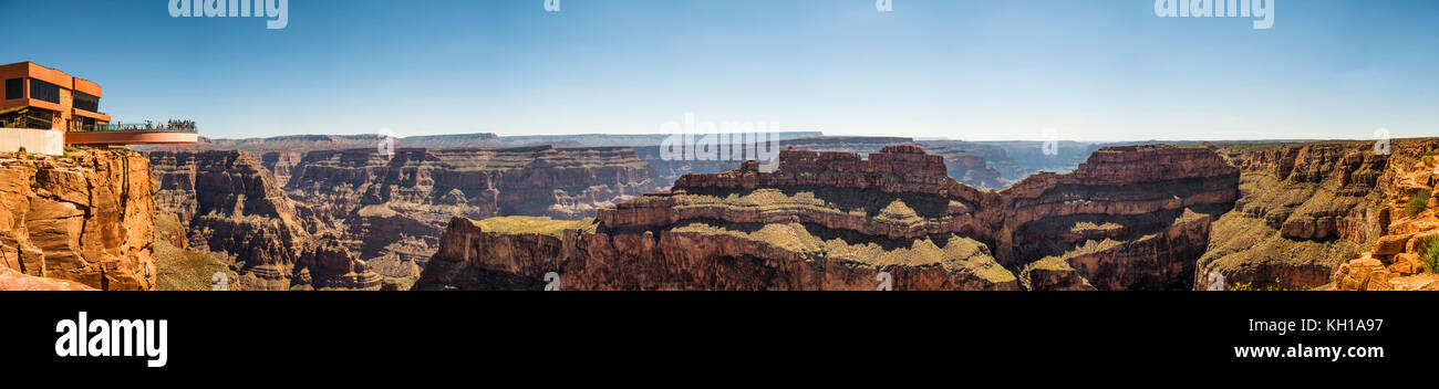 Panorama: Skywalk - Grand Canyon West Rim, Arizona, AZ, USA Stock Photo ...