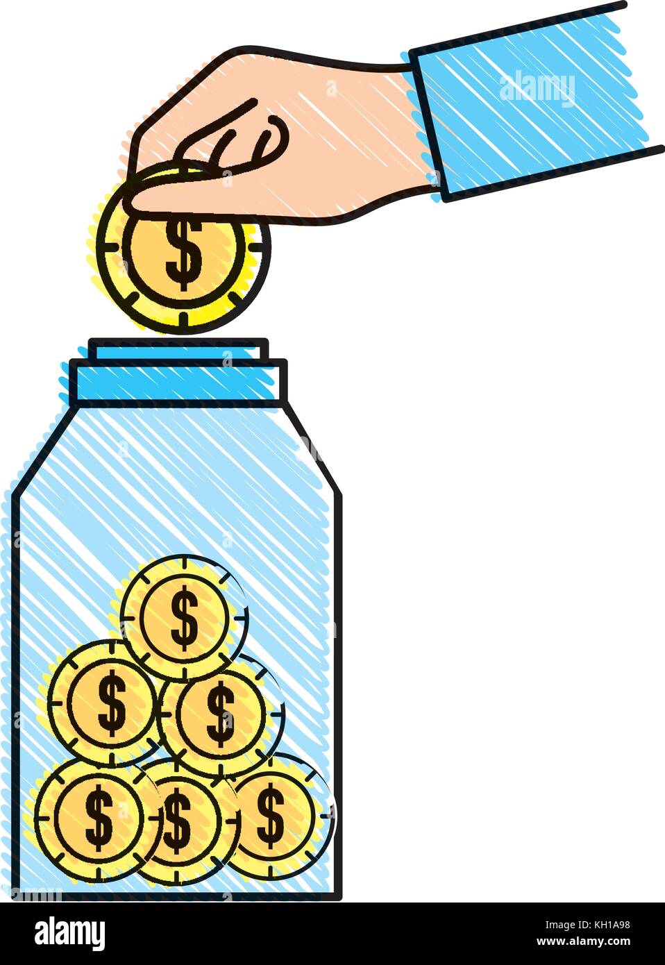 Coins inside jar design Stock Vector Image & Art - Alamy