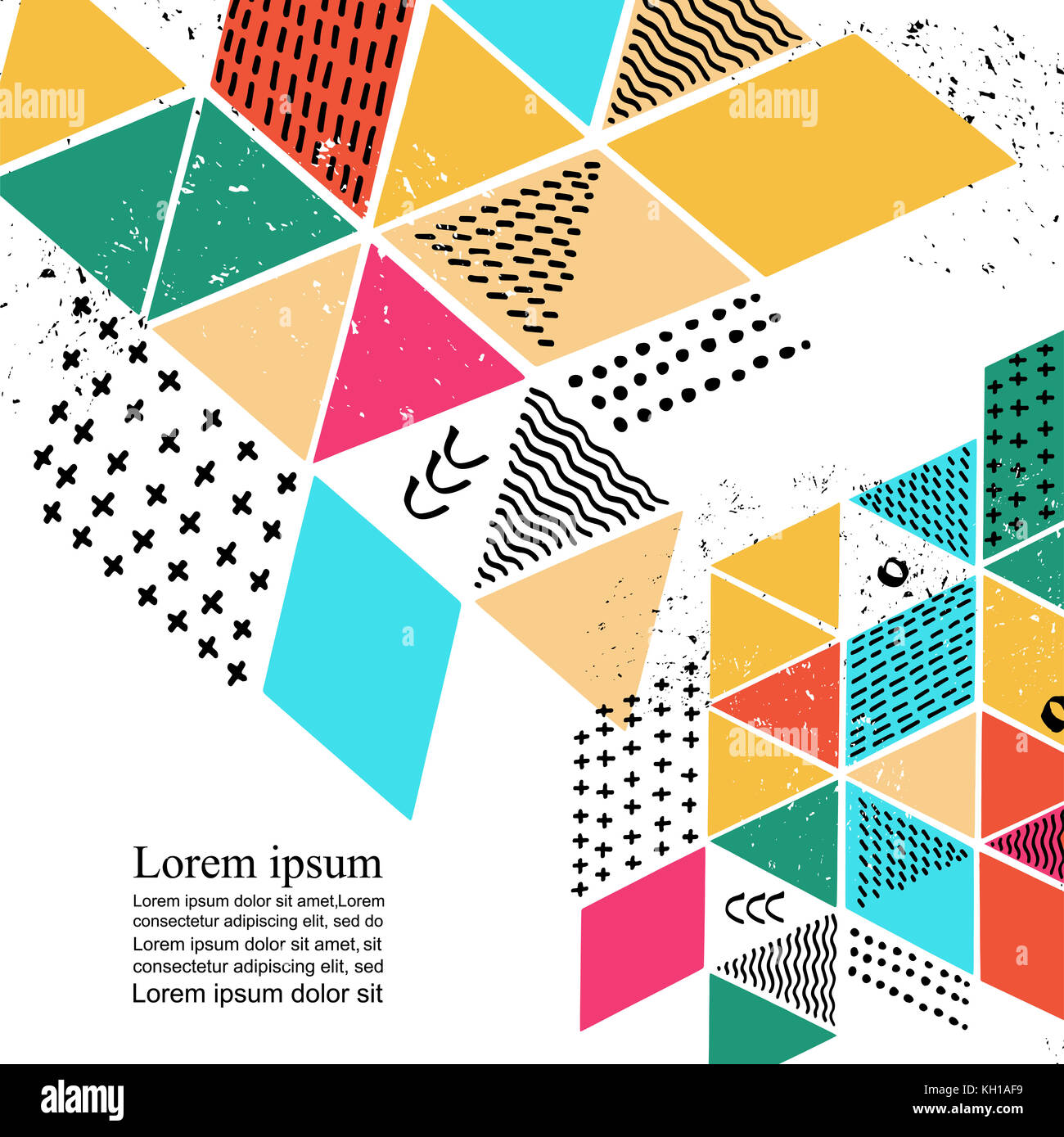 An assortment of different colored bright triangles and rhomboids Stock ...