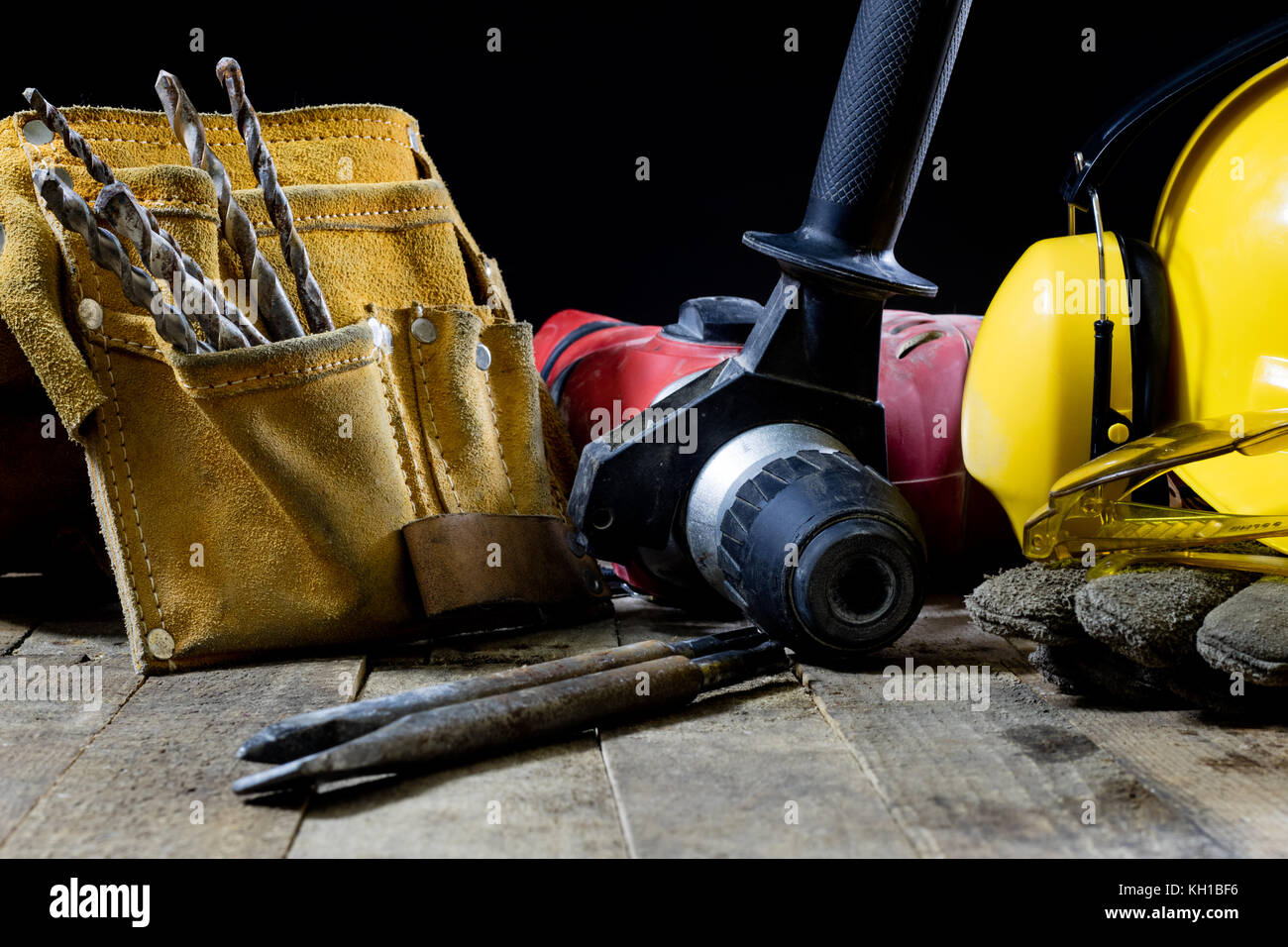 Safety accessories and impact hammer. Accessories for a builder on a ...