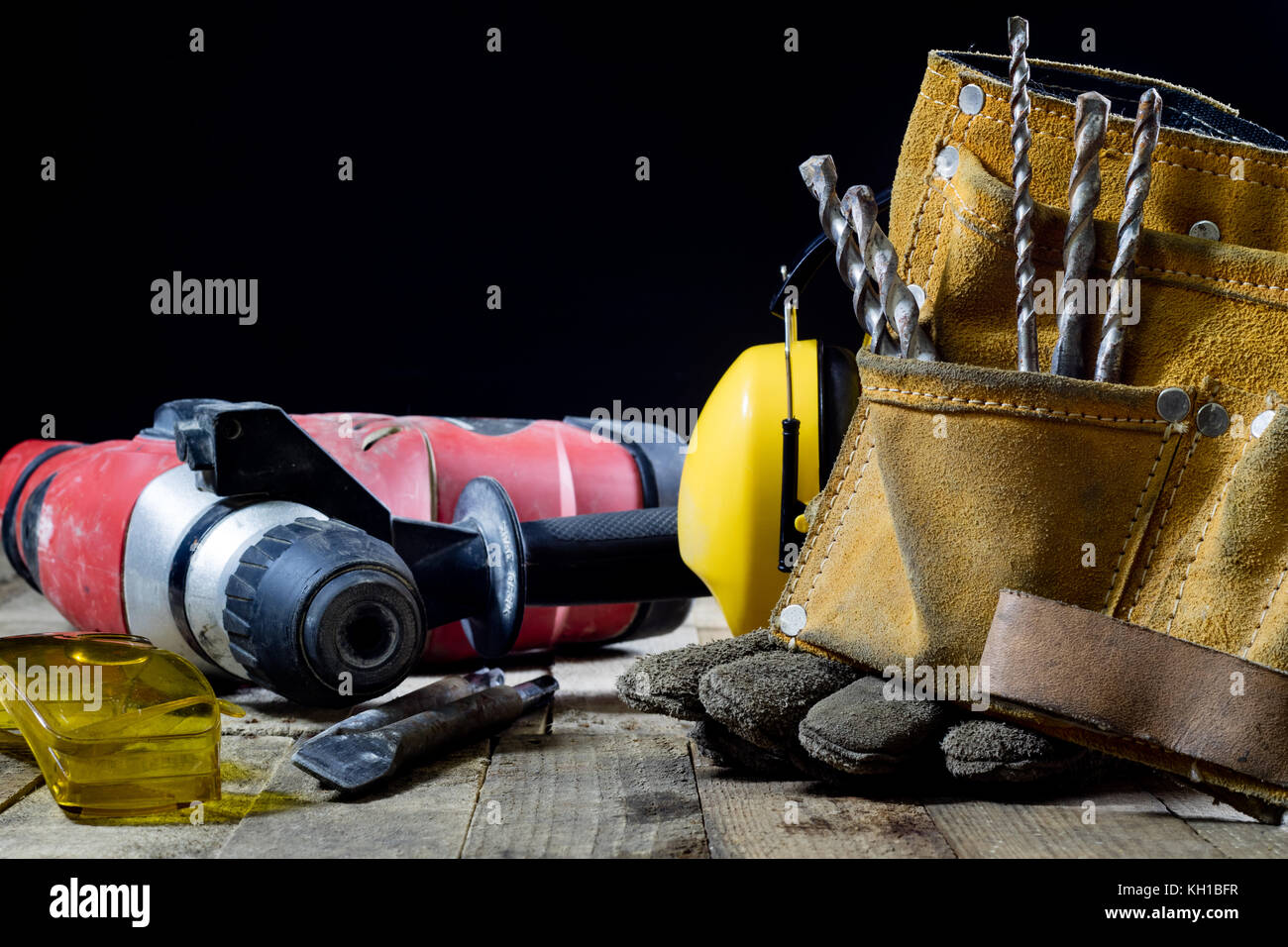 Safety accessories and impact hammer. Accessories for a builder on a ...