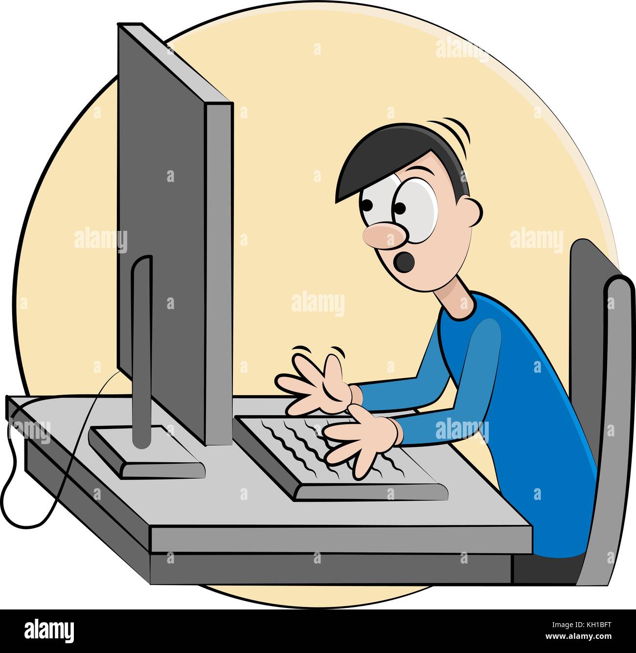 Cartoon man worried with computer, vector Stock Vector Image & Art - Alamy
