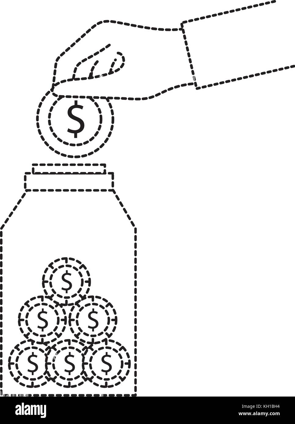 Money jar illustration Black and White Stock Photos & Images - Alamy