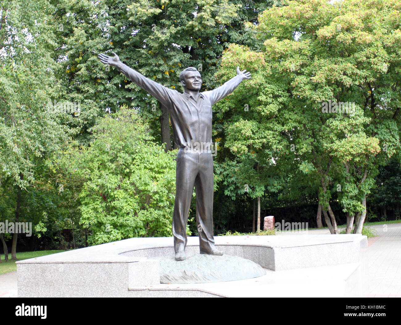 Monument to Gagarin in Kaluga in Russia photographed in close-up Stock ...