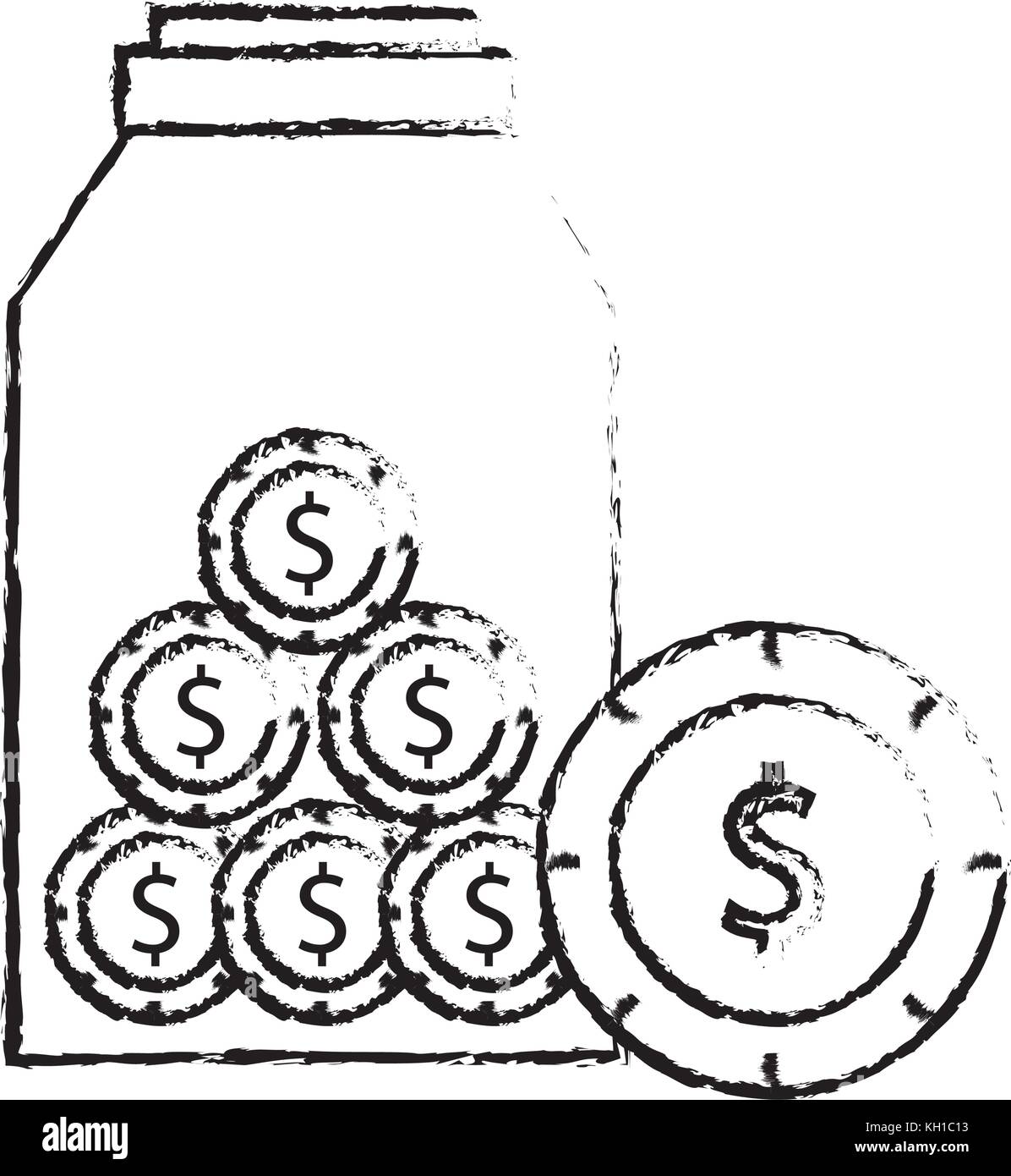 Coins jar Stock Vector Images - Alamy