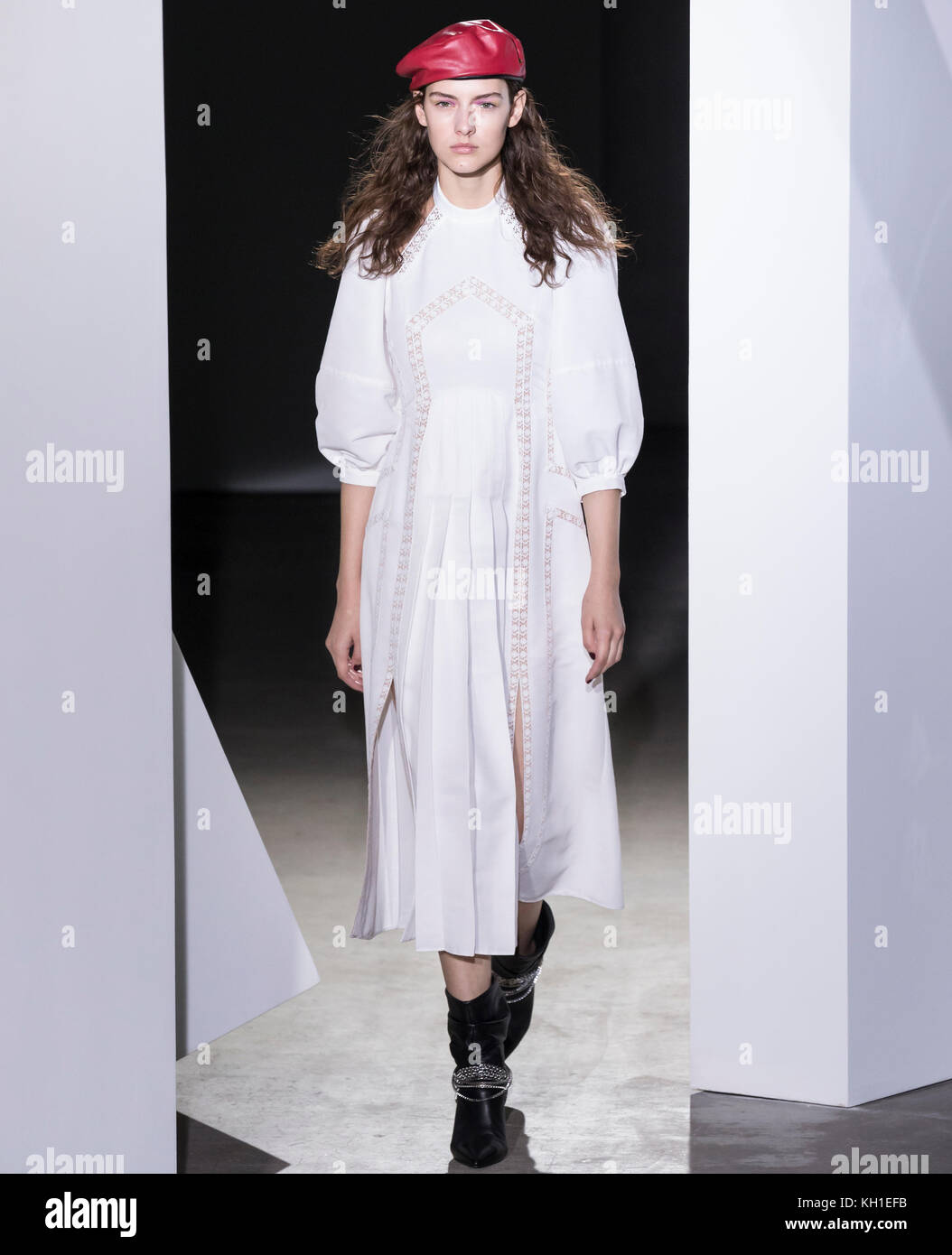 NEW YORK, NY - September 09, 2017: Marie Damian walks the runway at the ...