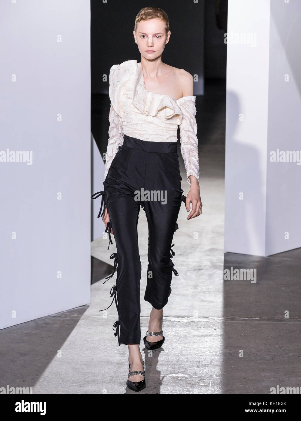 NEW YORK, NY - September 09, 2017: Lina Hoss walks the runway at the ...