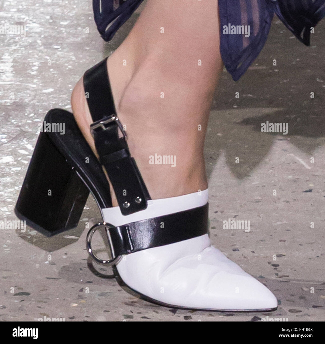 NEW YORK, NY - September 09, 2017: A model (shoe detail) walks the ...