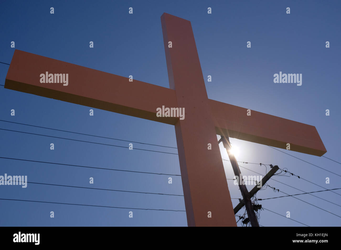 Cross outside the chuch of st augustines, catholic, at Coolangatta in ...