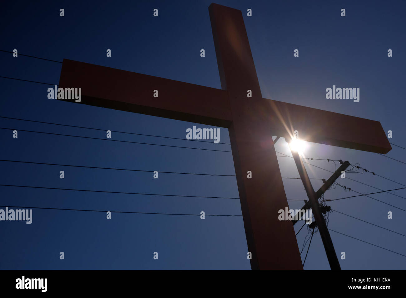 Cross outside the chuch of st augustines, catholic, at Coolangatta in ...