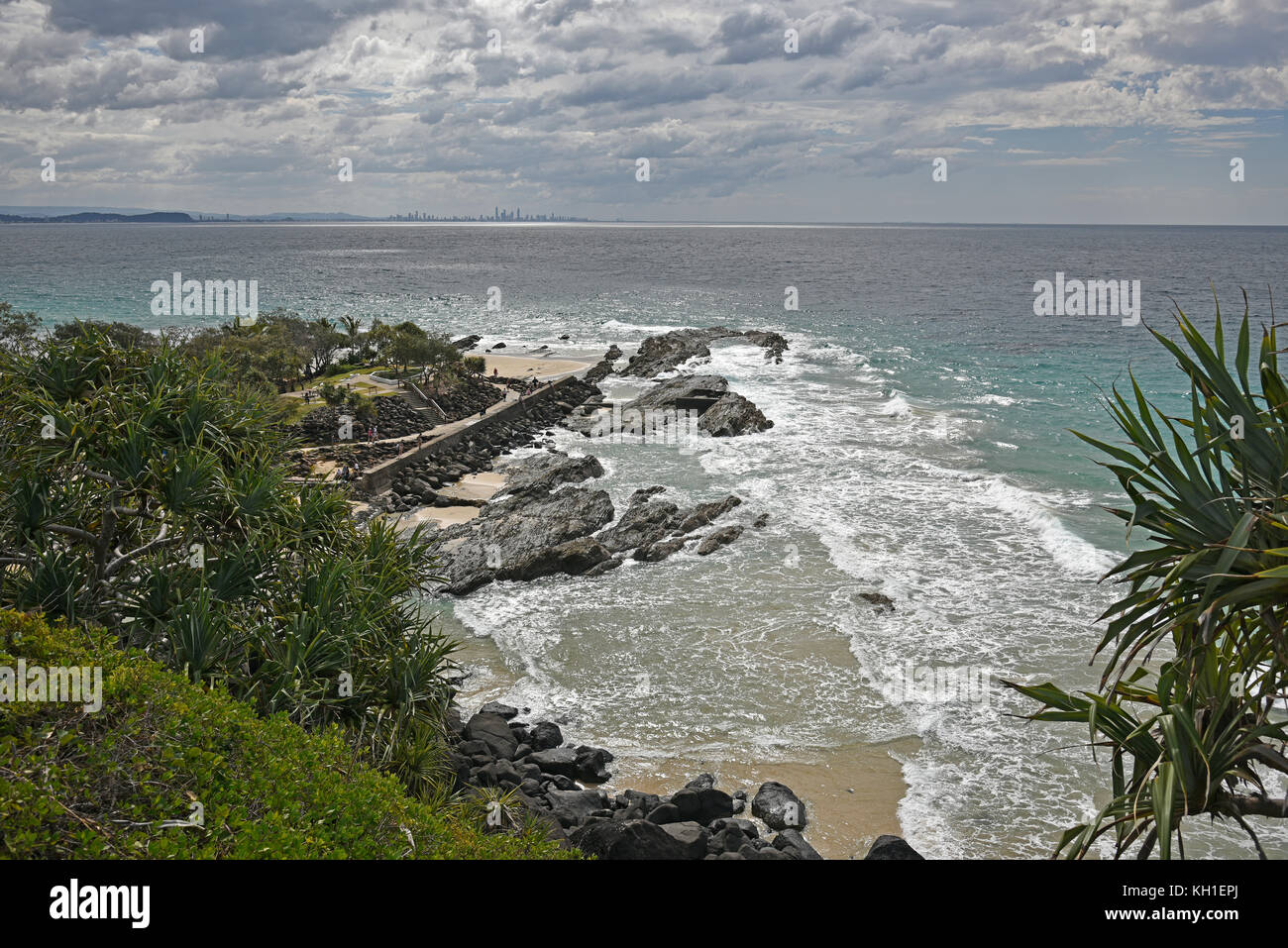 Snapper Rocks at Coolangatta on the gold coast Queensland, Australia, a ...