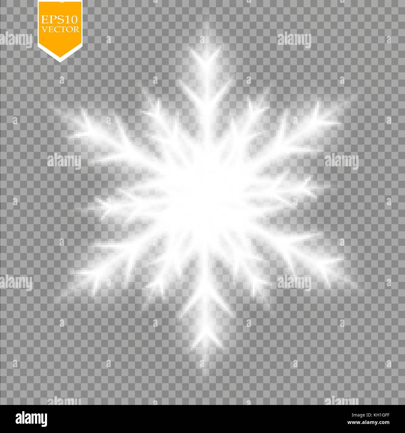Shine white snowflake with glitter isolated on transparent background ...