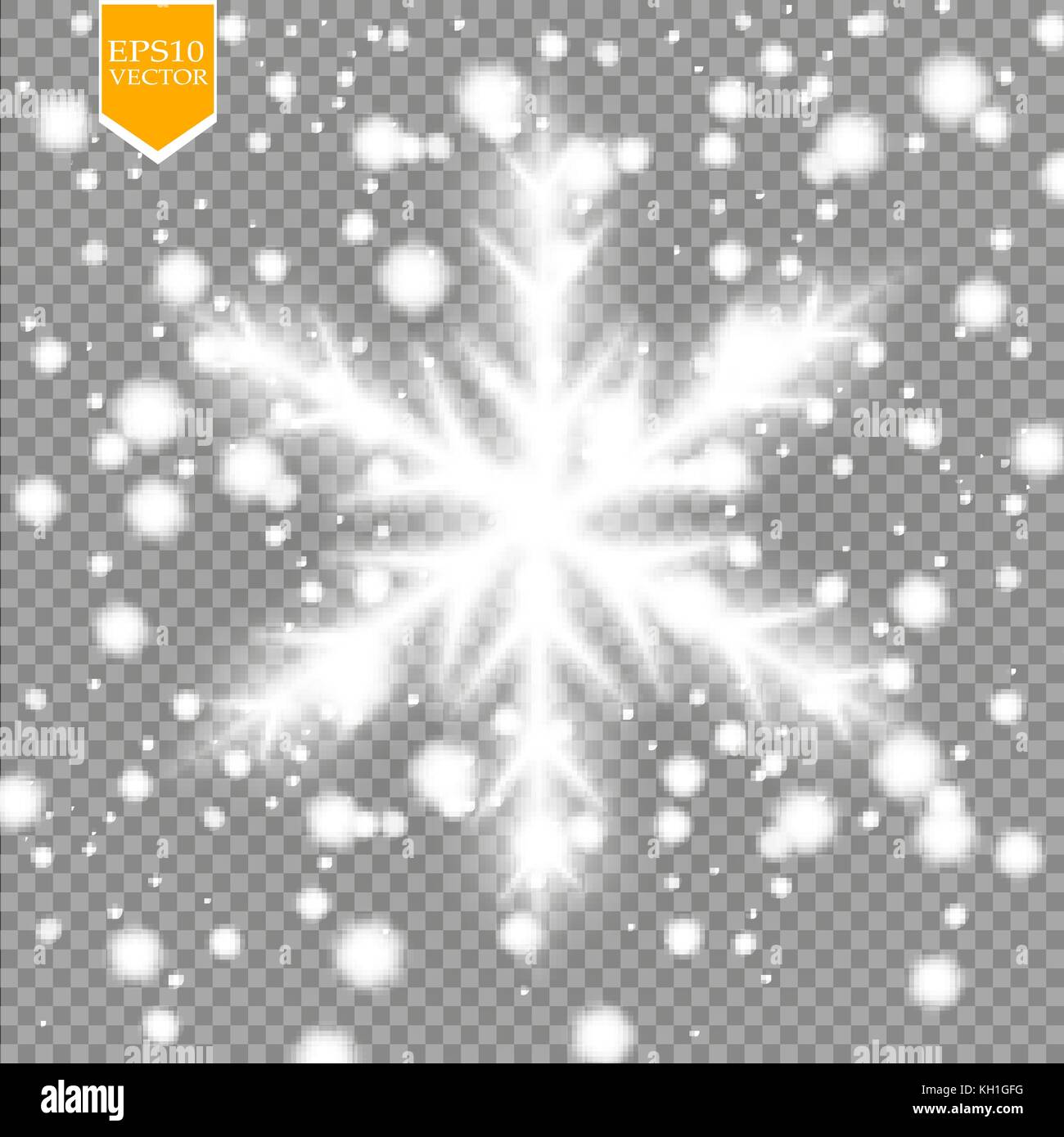Shine white snowflake with glitter isolated on transparent background ...