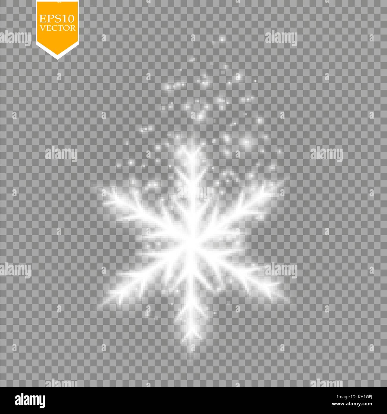 Shine white snowflake with glitter isolated on transparent background ...