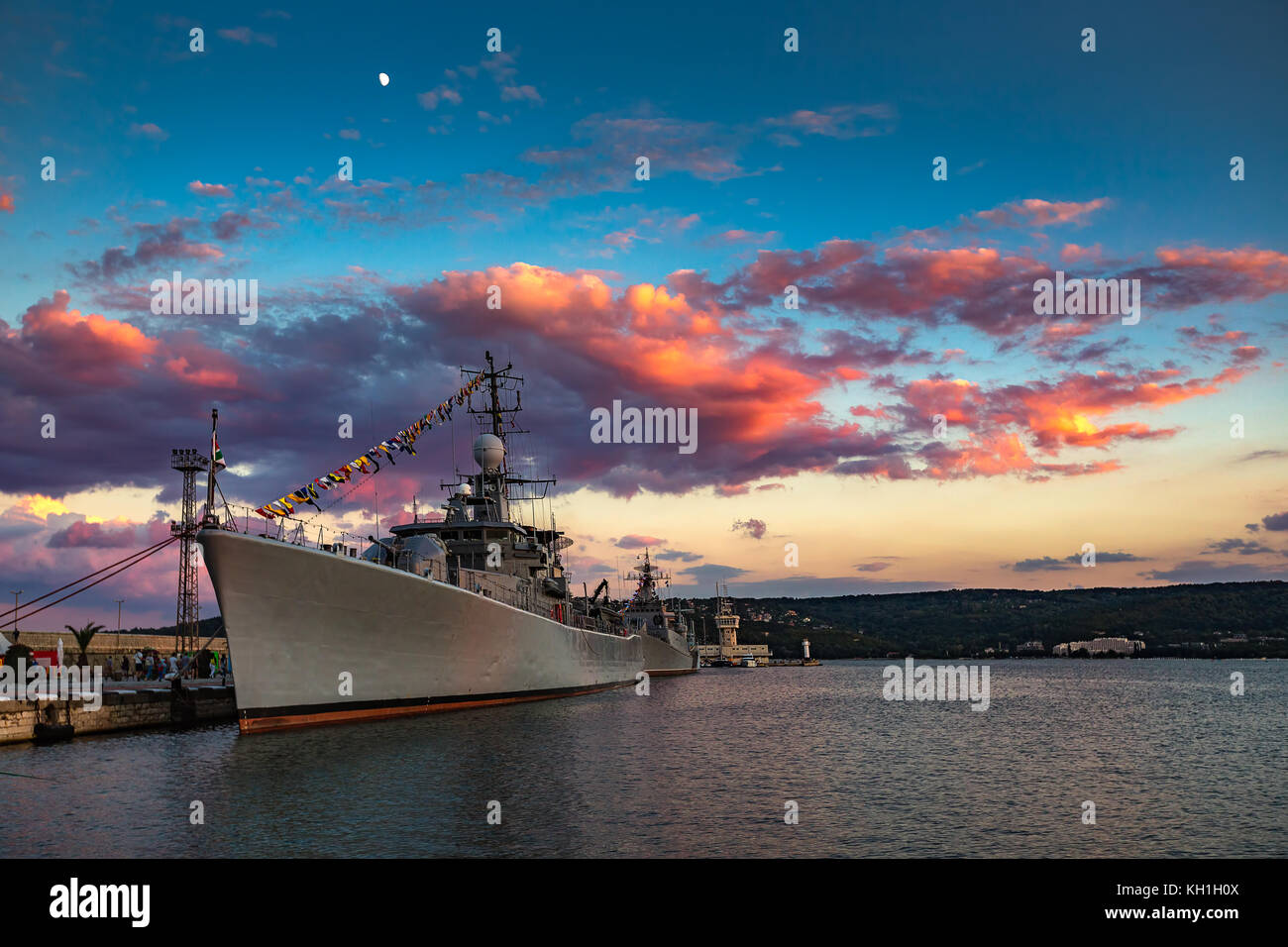 Varna port at the sunset. Black Sea coast, Bulgaria Stock Photo - Alamy