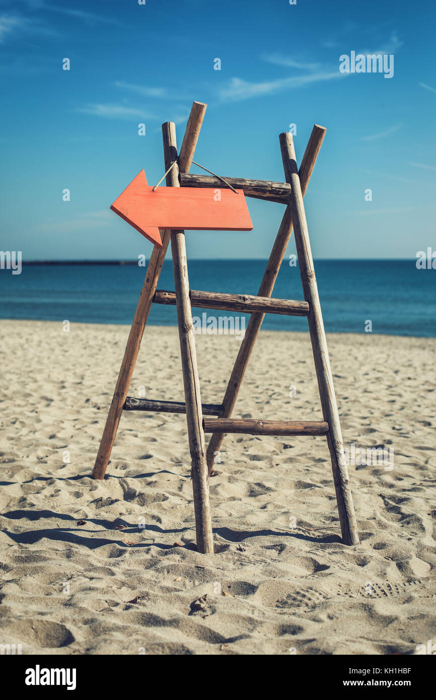 Wooden handmade signpost on the tropic beach Stock Photo - Alamy