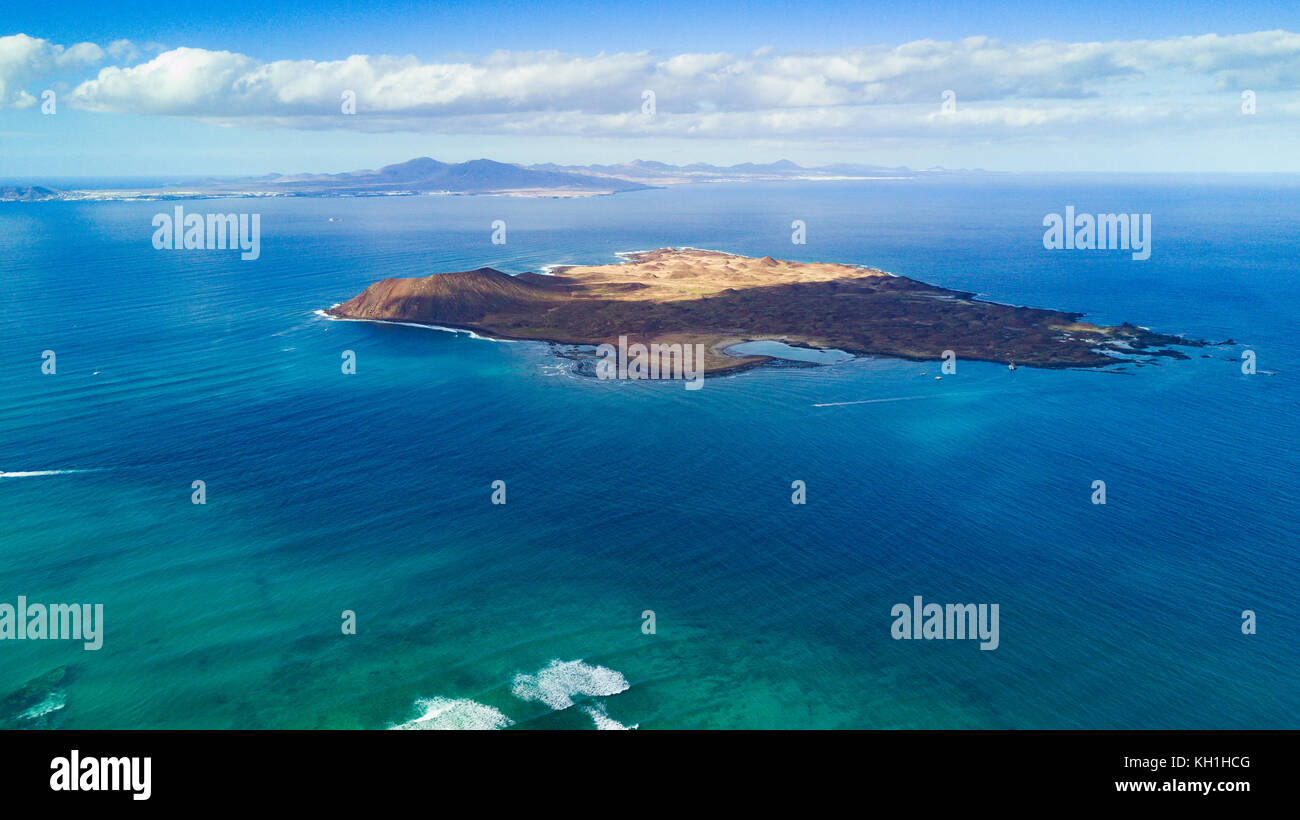 aerial view of lobos island, fuerteventura, canary islands Stock Photo ...