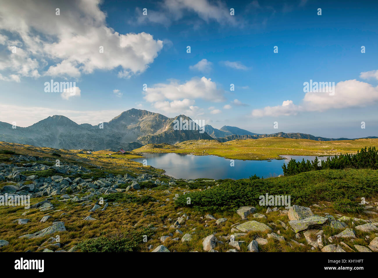 Panoramic view of Kamenitsa Peak And Tevno lake, Pirin Mountain in ...