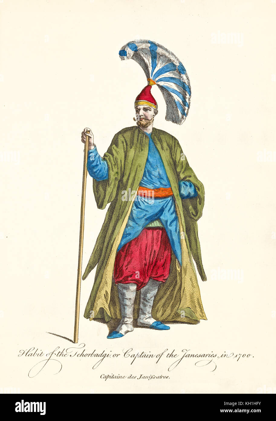 Captain of Janissaries in traditional militar dresses in 1700. Long ...