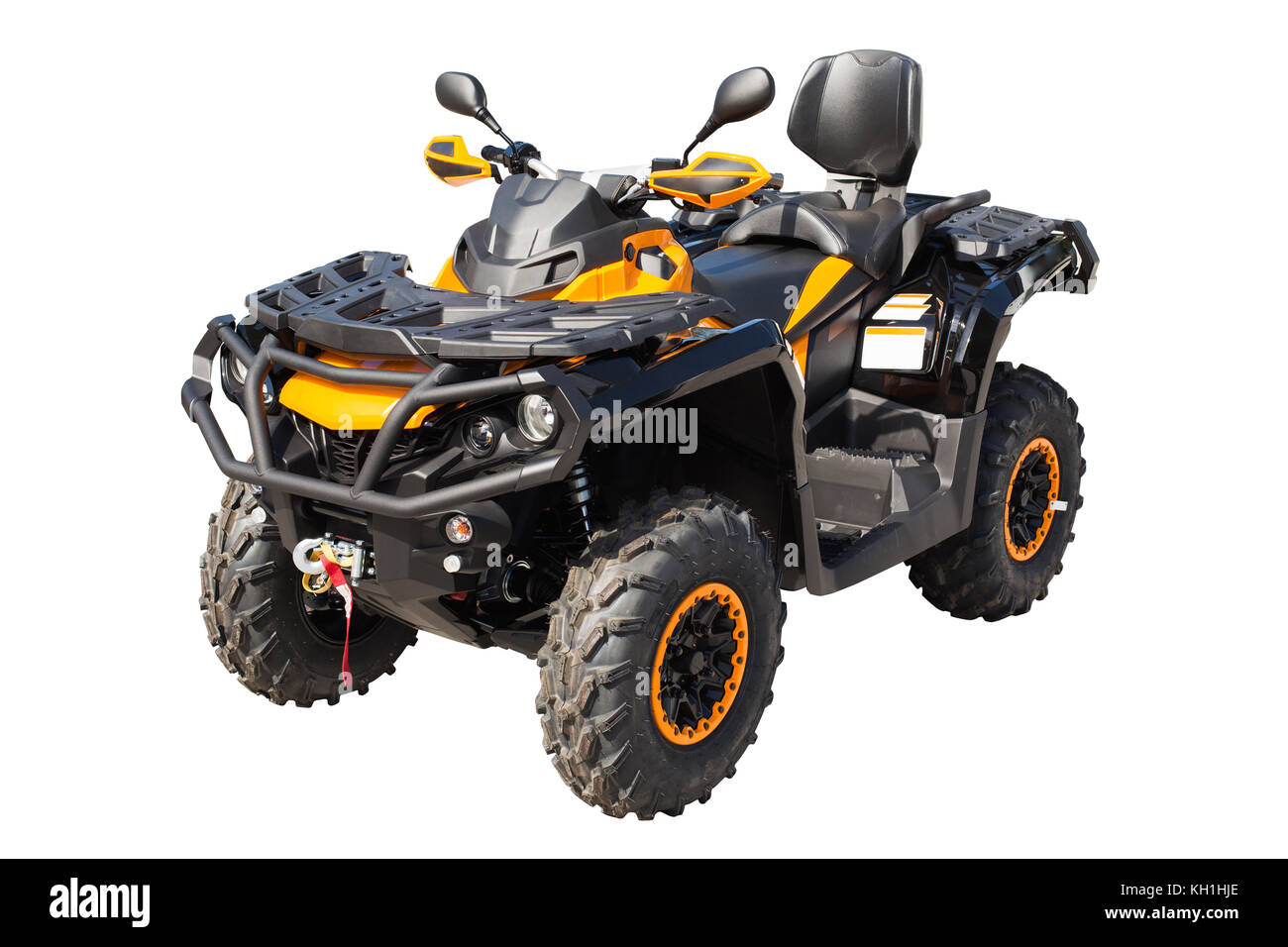 Yellow ATV quadbike isolated on white background with clipping path ...