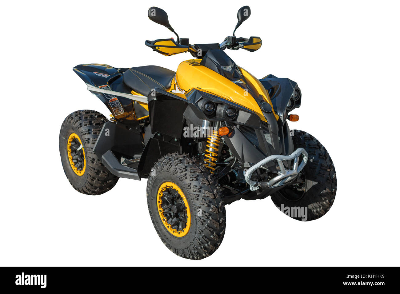 Yellow ATV quadbike isolated on white with clipping path Stock Photo ...