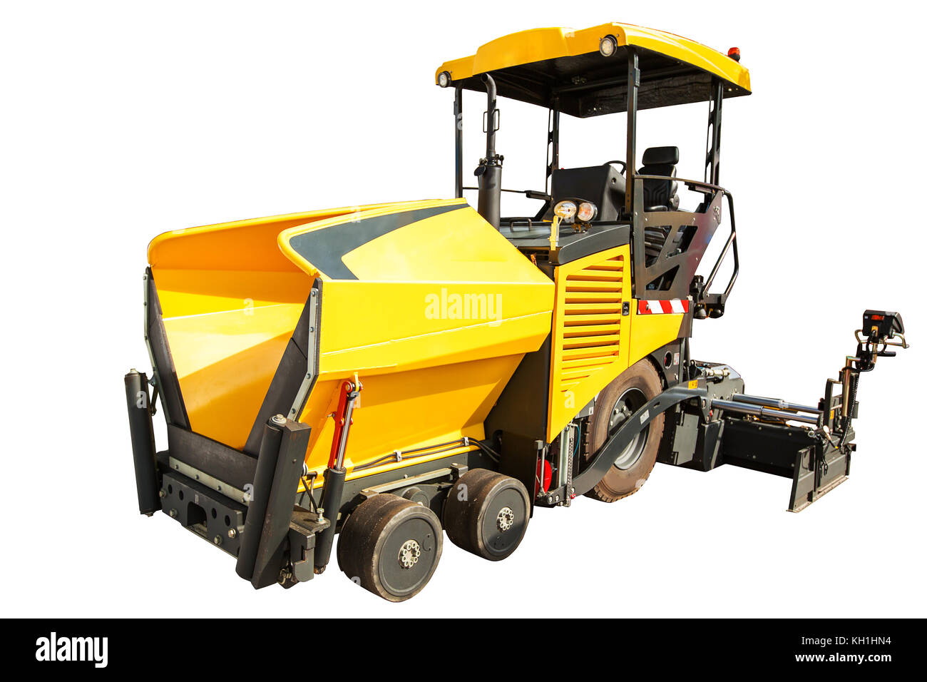 Construction machinery – Wheeled Paver isolated on white background ...