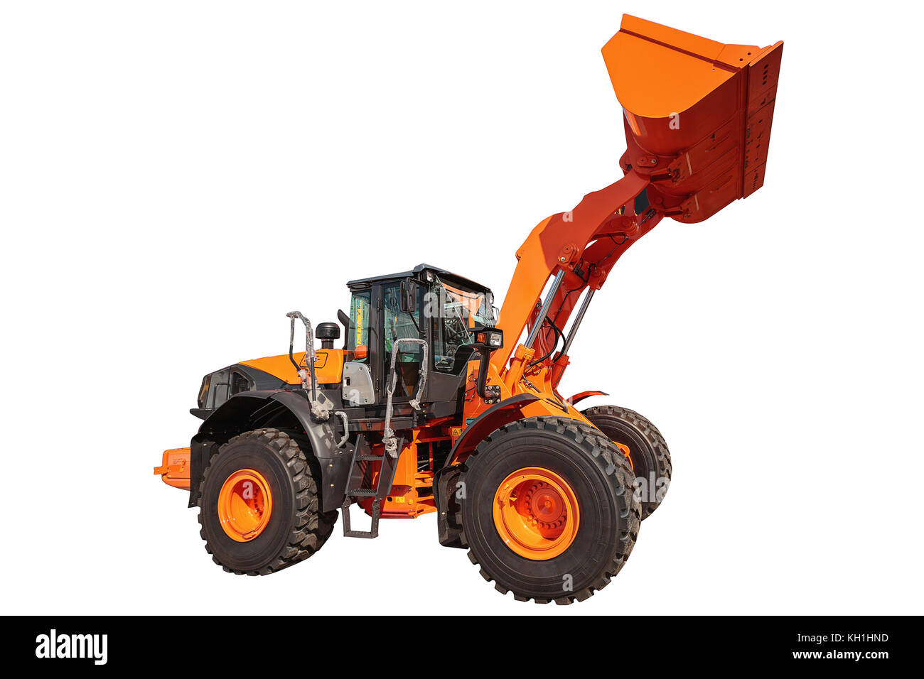 Modern excavator bulldozer with clipping path isolated on white ...