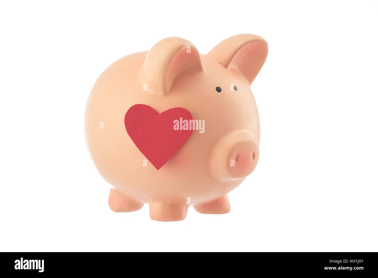 Pink piggy bank toy with heart studio isolated Stock Photo - Alamy