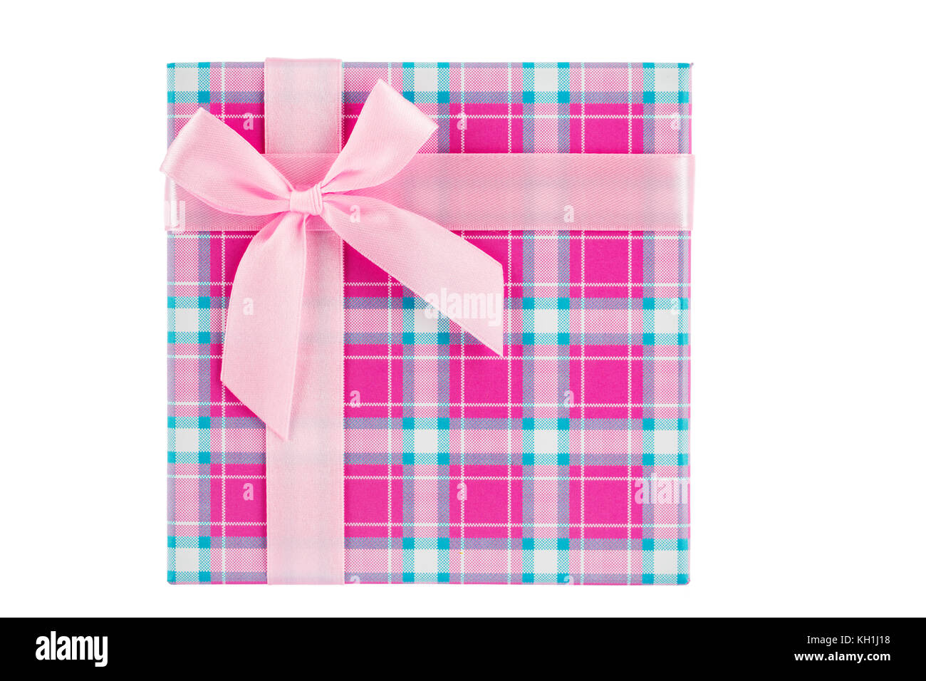 Pink gift box with ribbon, isolated on white background Stock Photo - Alamy