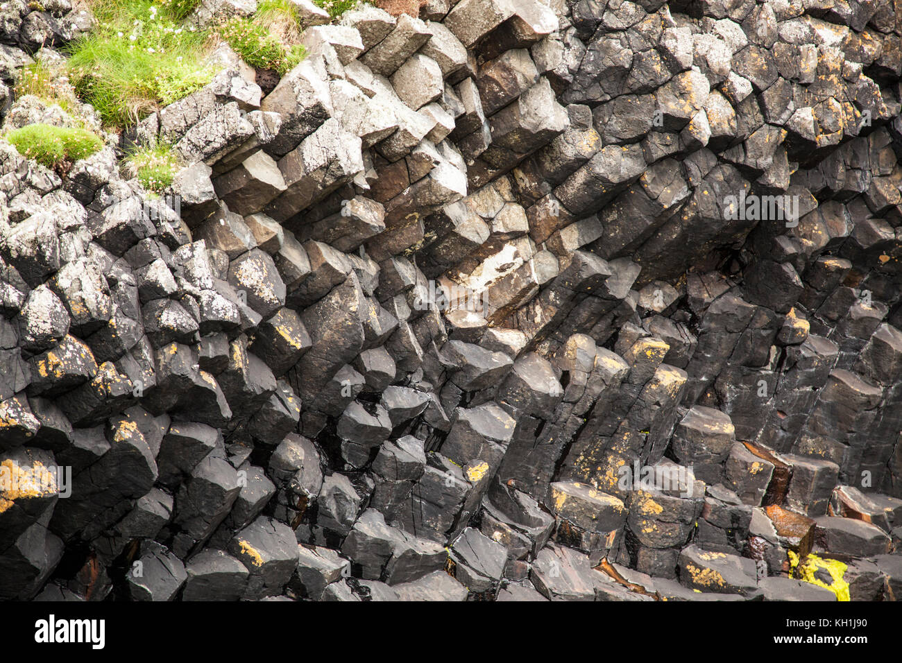 basalt rock in the fingal cave on the island of Staffa in Scotland ...