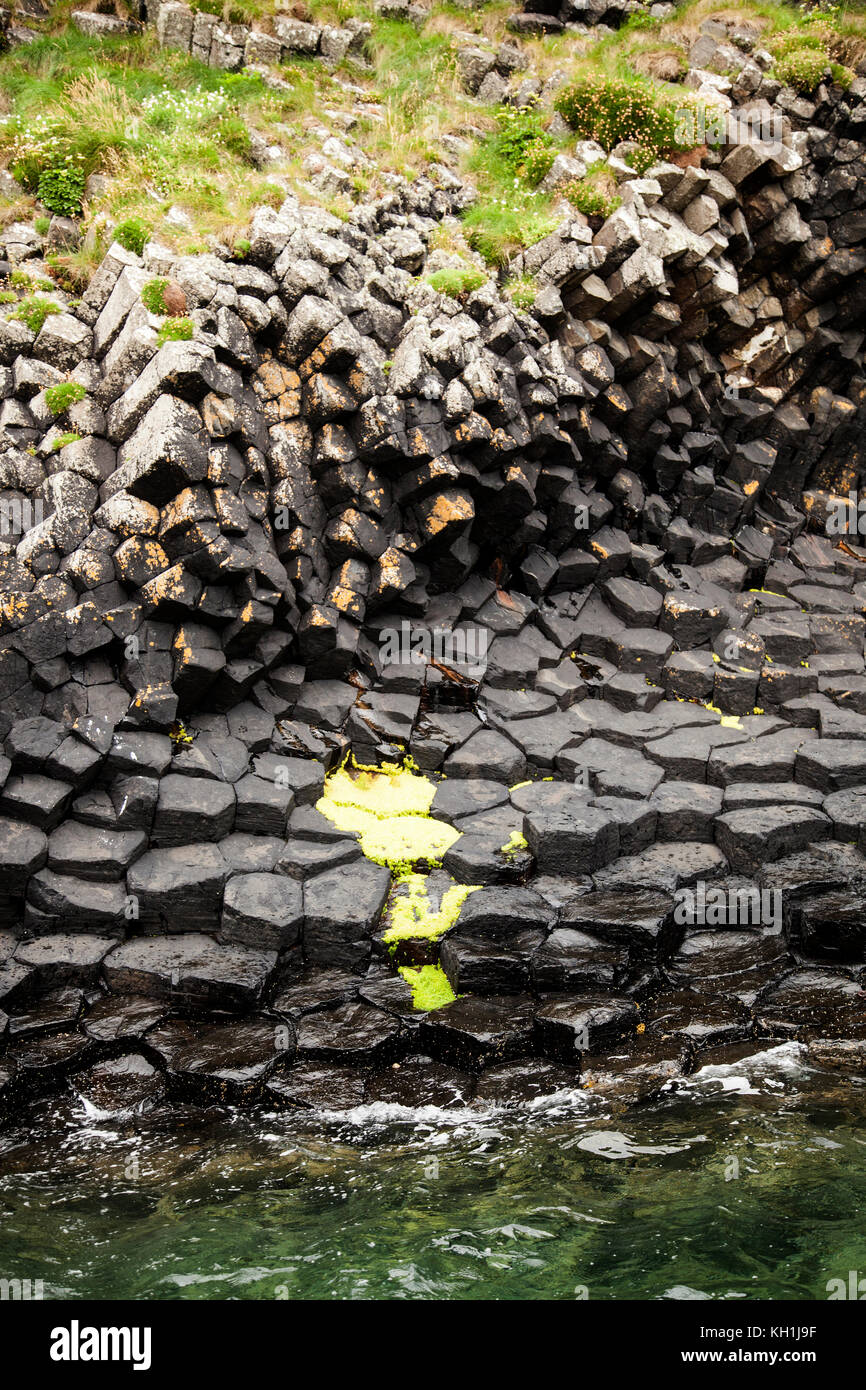 basalt rock in the fingal cave on the island of Staffa in Scotland ...